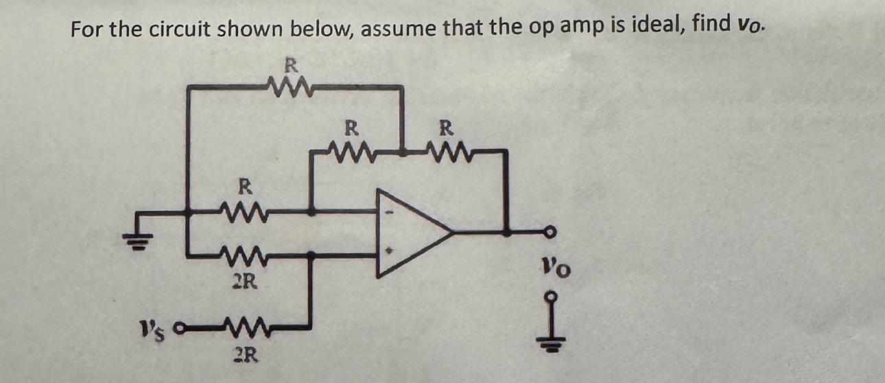 Solved For the circuit shown below, assume that the op amp | Chegg.com
