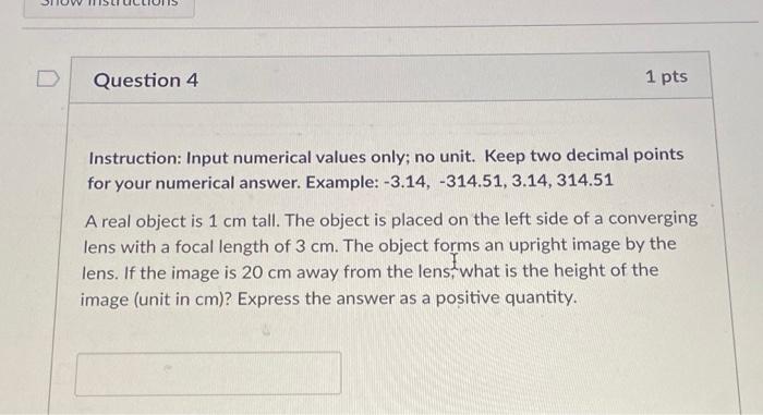 Solved Instruction: Input numerical values only; no unit. | Chegg.com