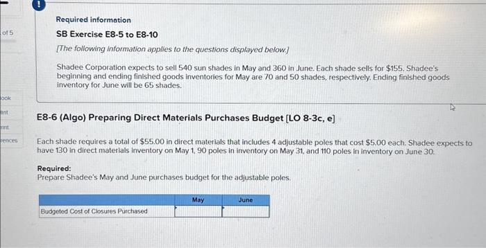 Solved Required information SB Exercise E8-5 to E8-10 [The | Chegg.com