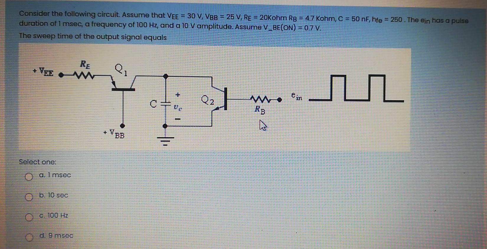 Solved Consider the following circuit. Assume that VEE = 30 | Chegg.com