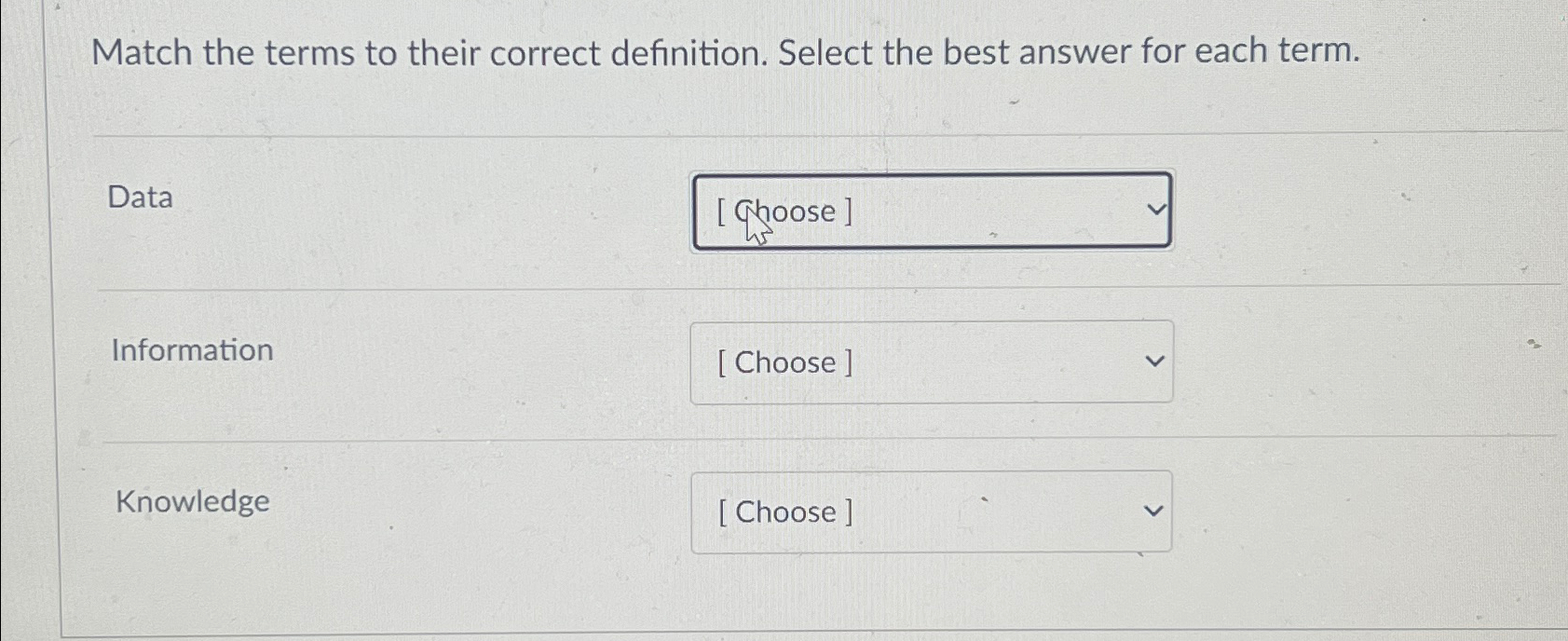 Solved Match the terms to their correct definition. Select | Chegg.com