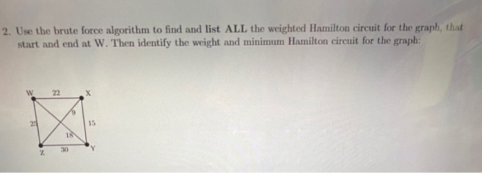 Solved 2. Use the brute force algorithm to find and list ALL | Chegg.com