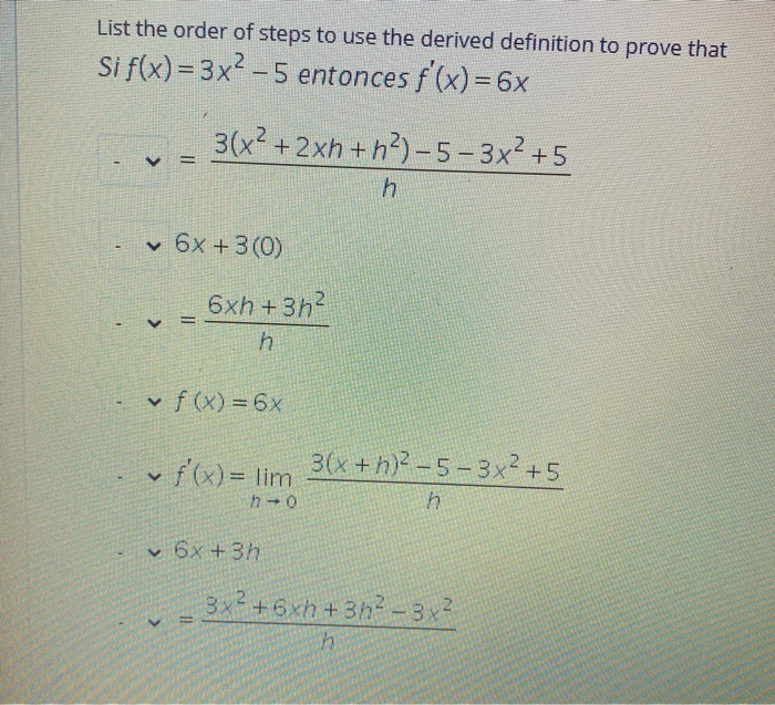 Solved List the order of steps to use the derived definition | Chegg.com