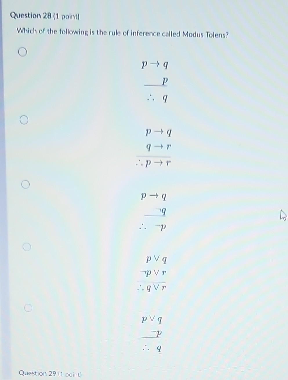 Solved Which of the following is the rule of inference | Chegg.com