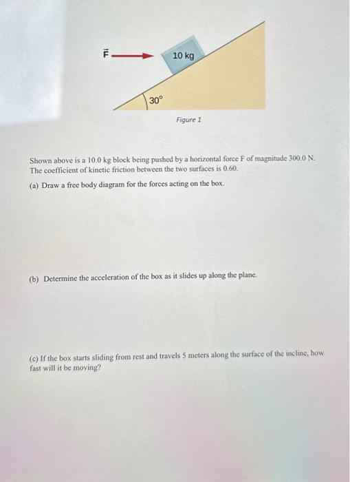 Solved Shown above is a 10.0 kg block being pushed by a | Chegg.com