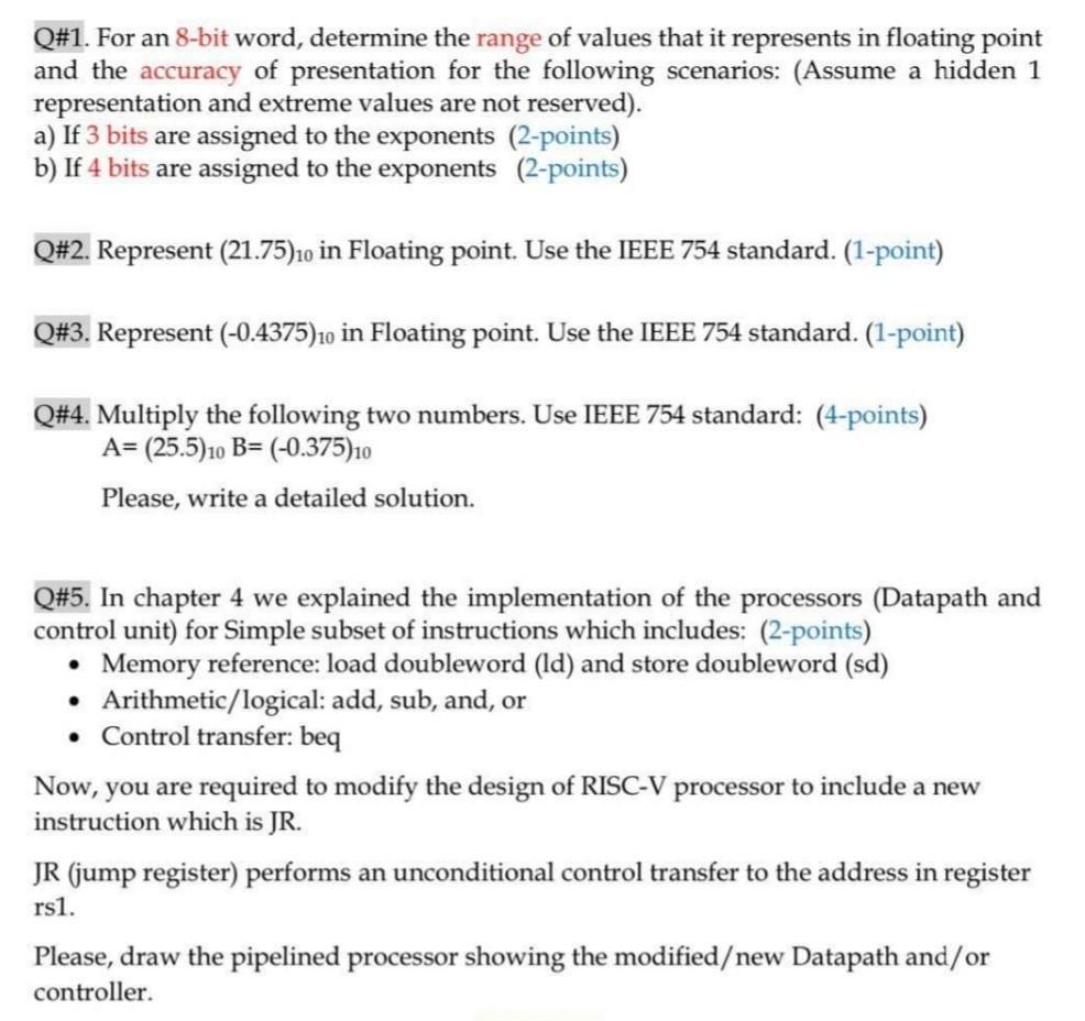 Solved Q#1. For an 8-bit word, determine the range of values | Chegg.com