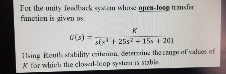 Solved For the unity feedback system whose open-loop | Chegg.com