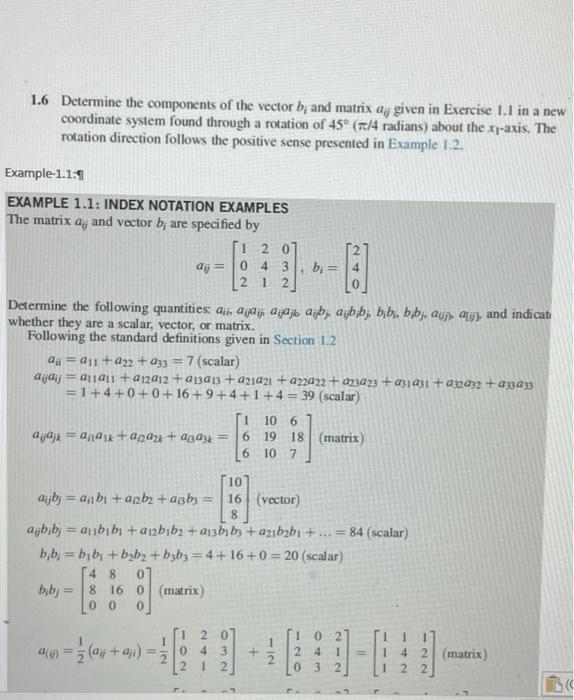 Solved 1.6 Determine the components of the vector b; and | Chegg.com