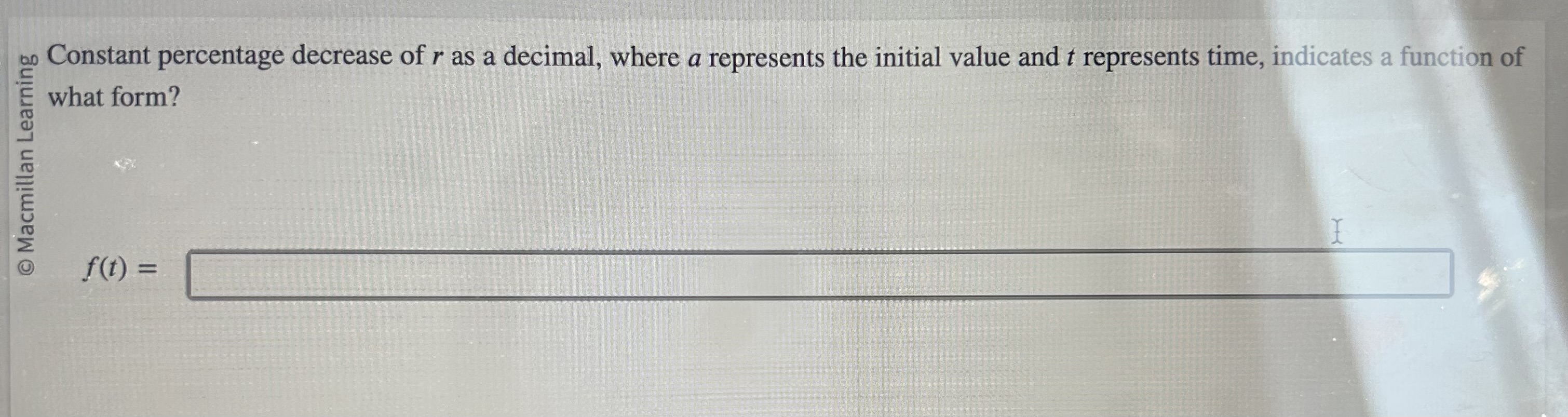 Solved Constant percentage decrease of r ﻿as a decimal, | Chegg.com
