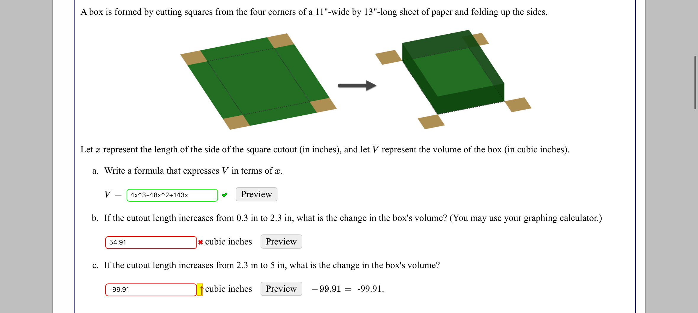 Solved A box is formed by cutting squares from the four | Chegg.com