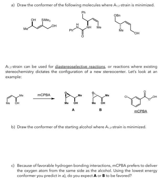 a) Draw the conformer of the following molecules | Chegg.com