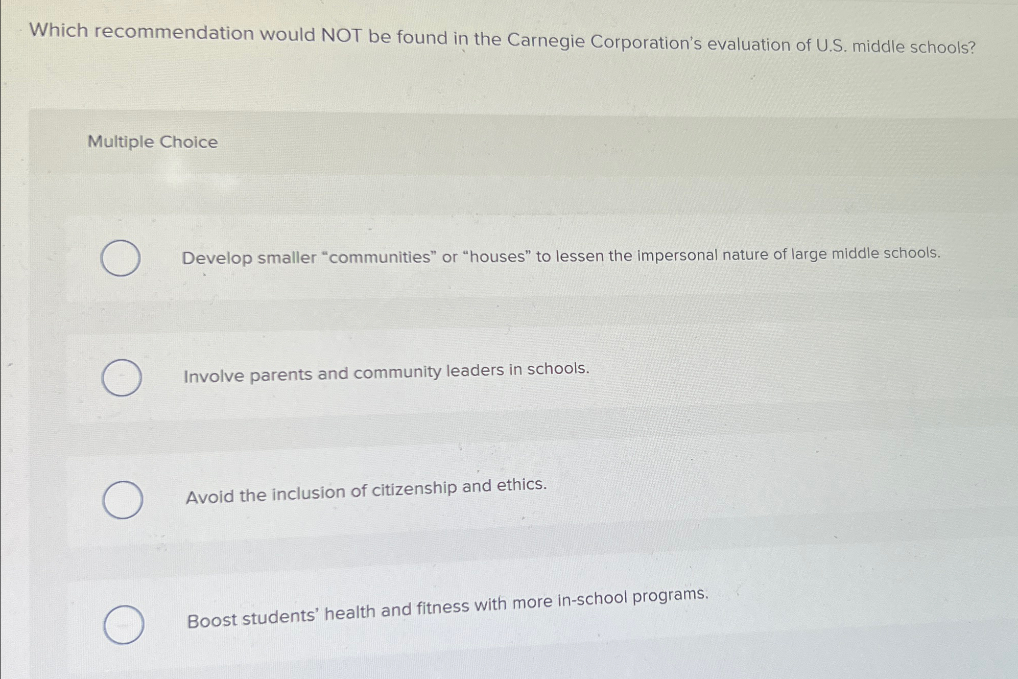 Solved Which recommendation would NOT be found in the | Chegg.com