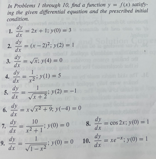 In Problems I through 10, ﻿find a function y=f(x) | Chegg.com