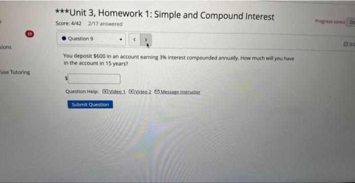 Solved *** Unit 3, Homework 1: Simple and Compound Interest | Chegg.com