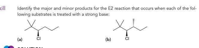 Identify the major and minor products for the E2 | Chegg.com