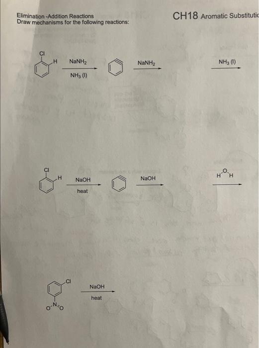 Solved Elimination -Addition Reactions Draw mechanisms for | Chegg.com