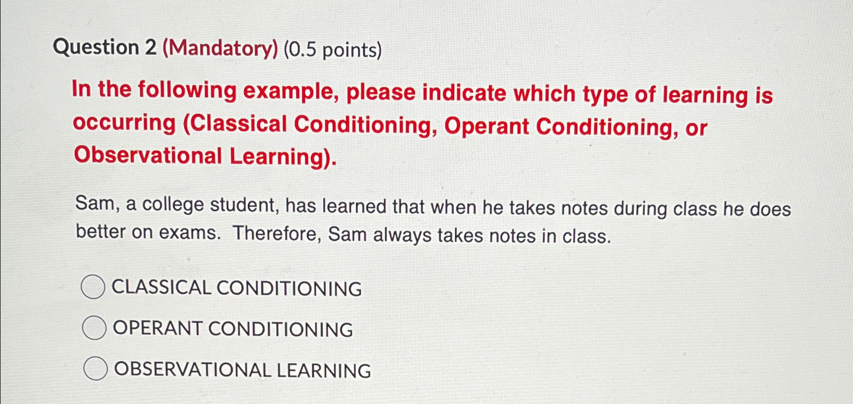 Question 2 (Mandatory) (0.5 ﻿points)In the following | Chegg.com