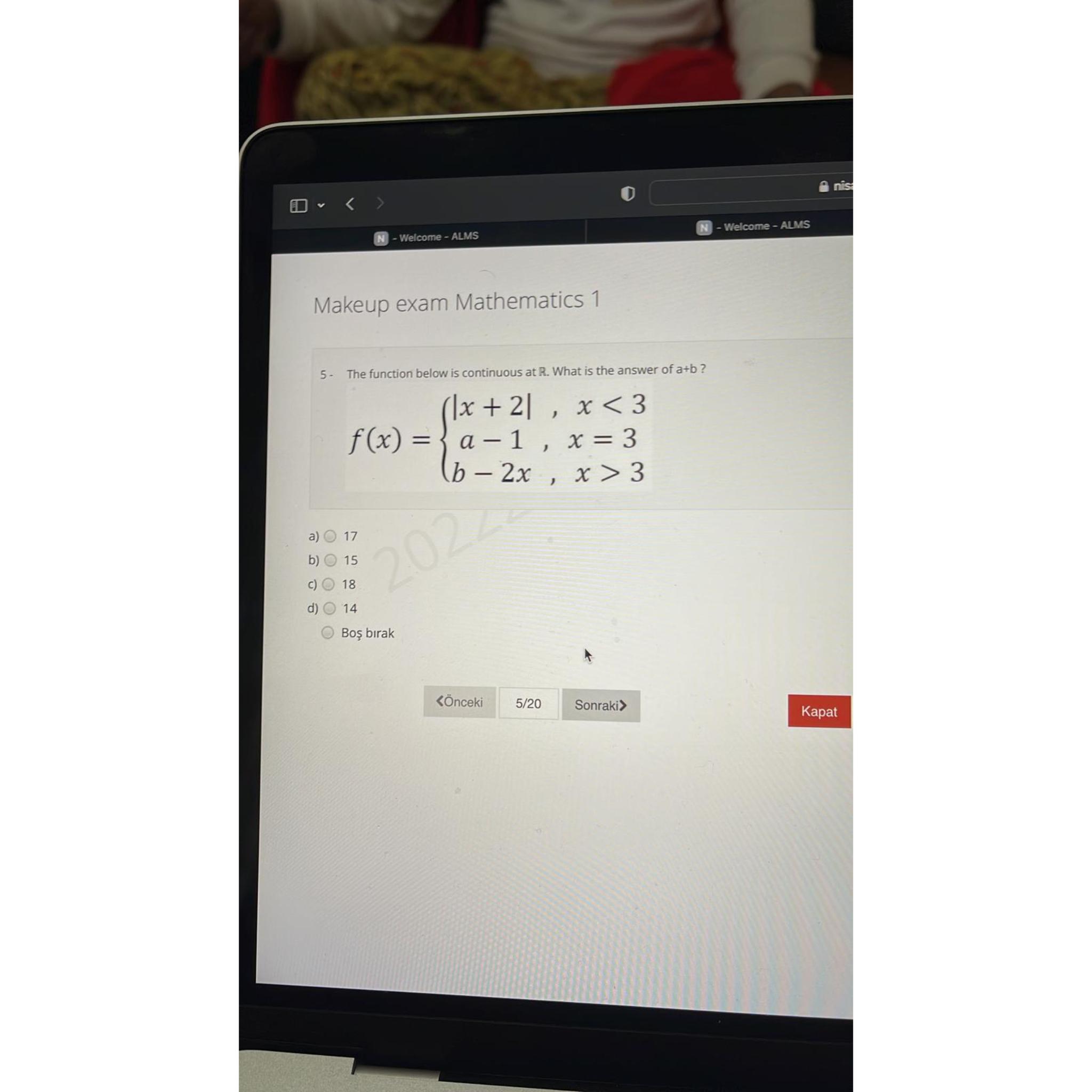 Solved Makeup exam Mathematics 15. ﻿The function below is | Chegg.com