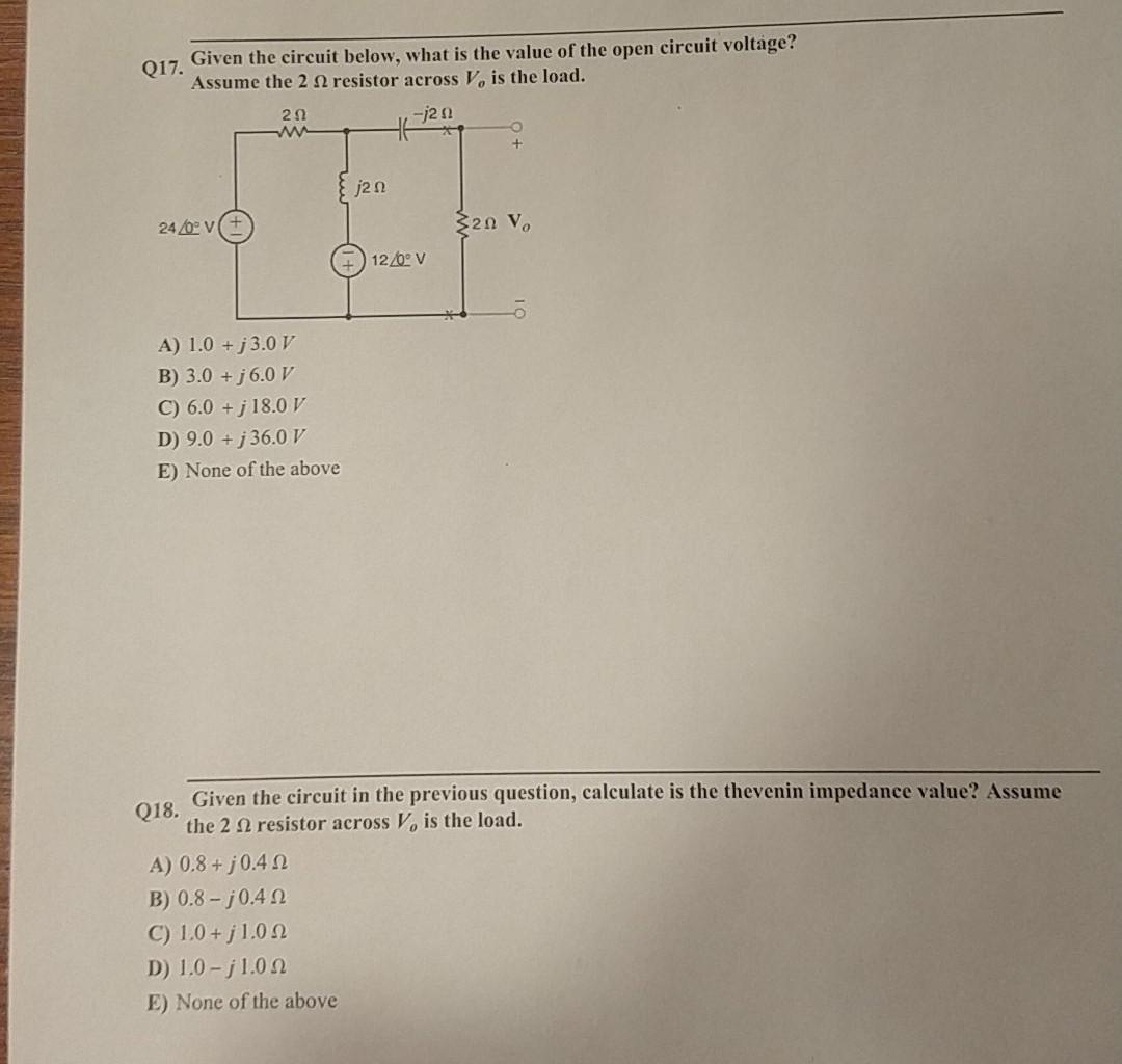 Solved Q17. Given the circuit below, what is the value of | Chegg.com