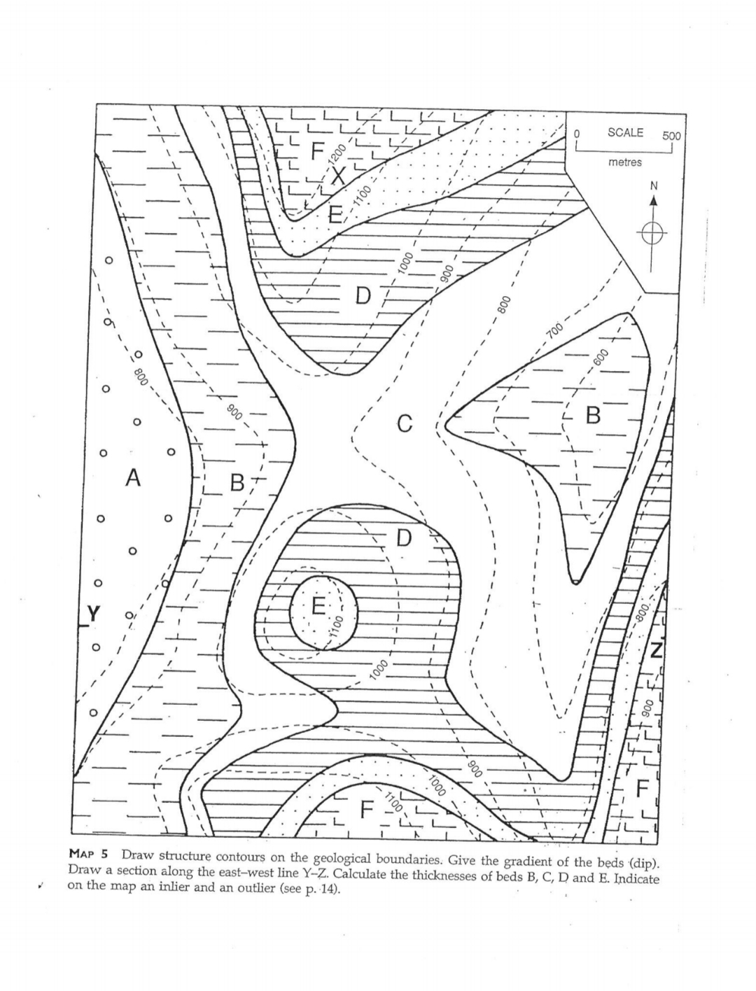 MAP 5 ﻿Draw structure contours on the geological | Chegg.com