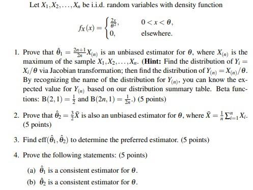 Solved Let X1,X2,…,Xn be i.i.d. random variables with | Chegg.com