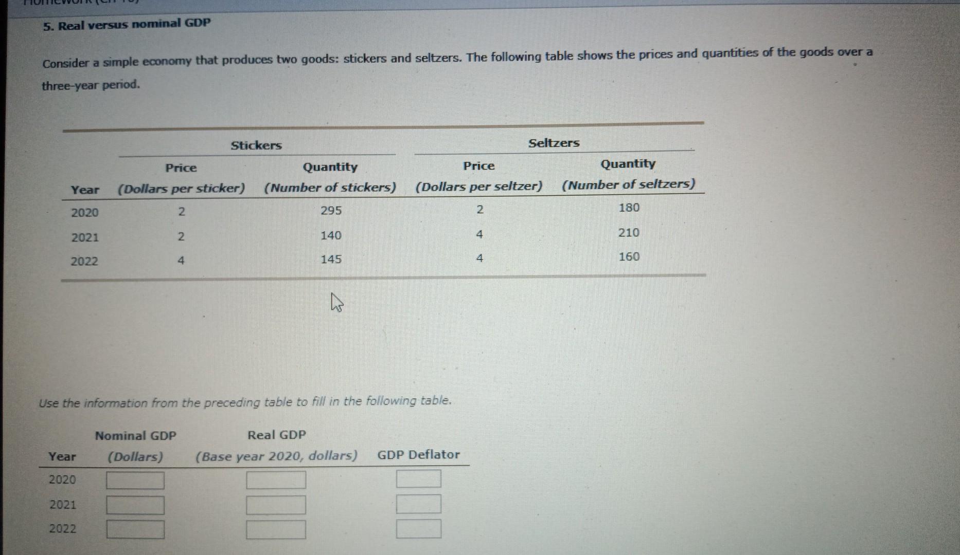 Solved Consider a simple economy that produces two goods: | Chegg.com