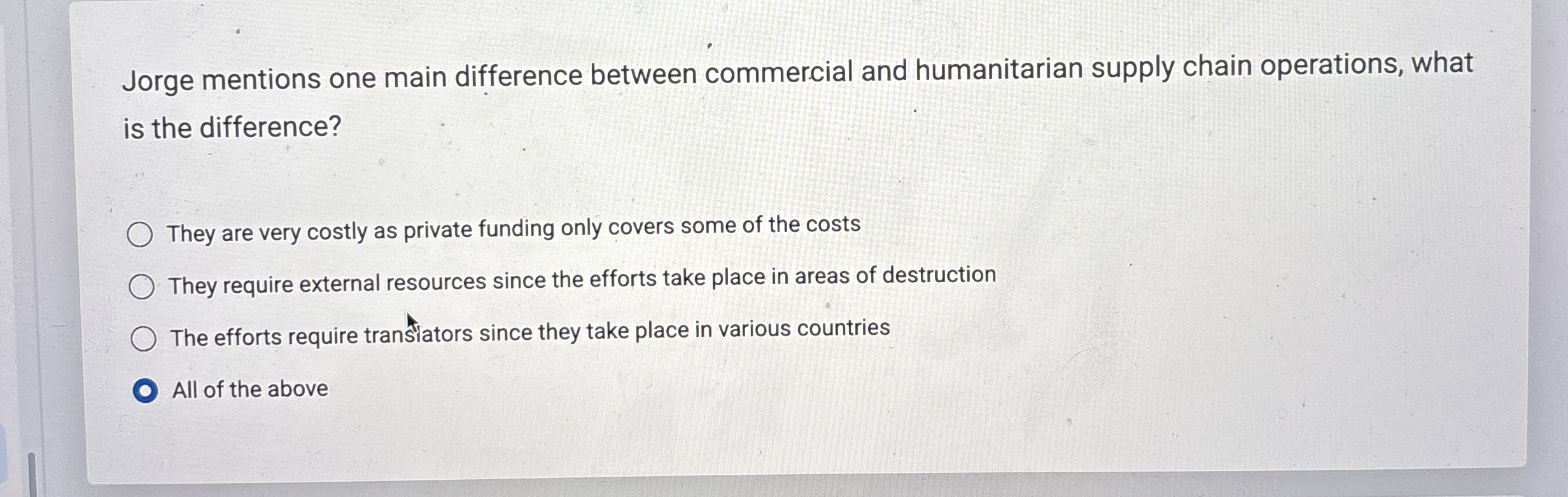 Solved Jorge mentions one main difference between commercial | Chegg.com