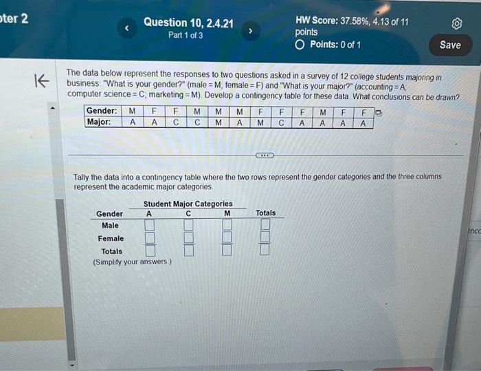 Solved The data below represent the responses to two | Chegg.com