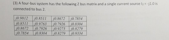 Solved (3) A four-bus system has the following Z bus matrix | Chegg.com