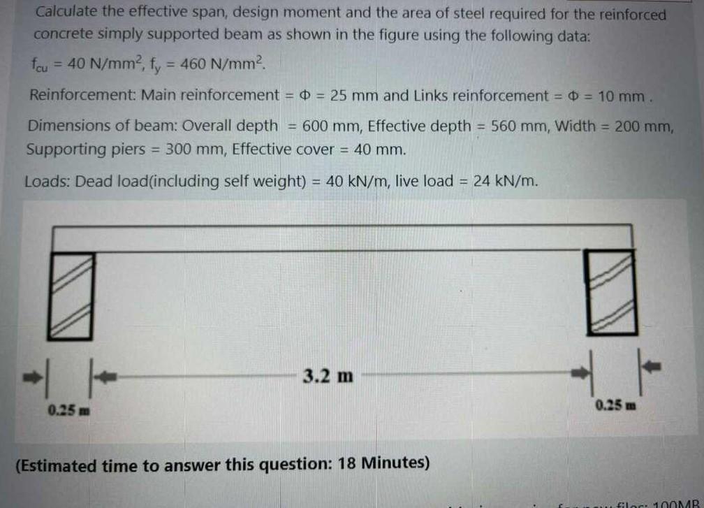 Solved Calculate the effective span, design moment and the | Chegg.com