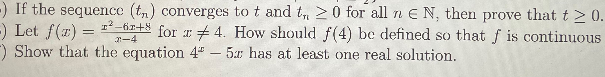 Solved If the sequence (tn) ﻿converges to t ﻿and tn≥0 ﻿for | Chegg.com