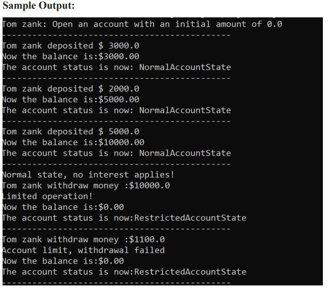 Solved • Account.java • AccountState.java • Restricted | Chegg.com