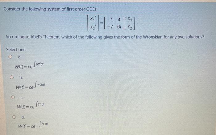 Solved Consider the following system of first order ODES: X1 | Chegg.com