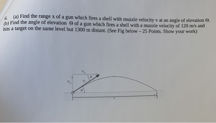 Solved (a) Find the range x of a gun which fires a shell | Chegg.com
