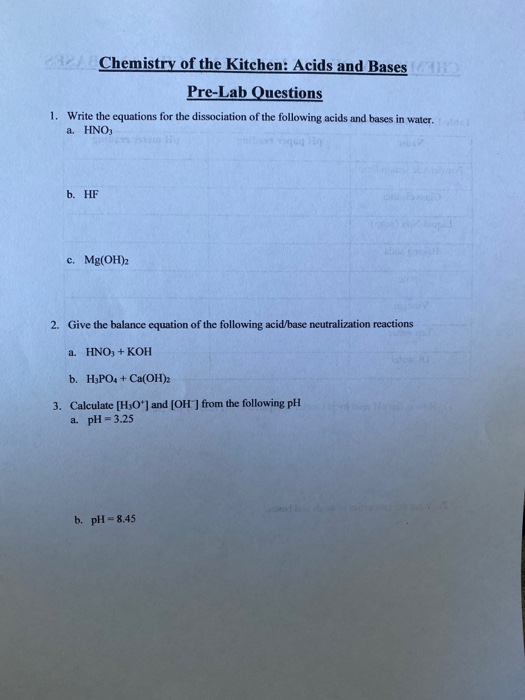 Solved CHEMISTRY OF THE KITCHEN: ACIDS AND BASES Report | Chegg.com