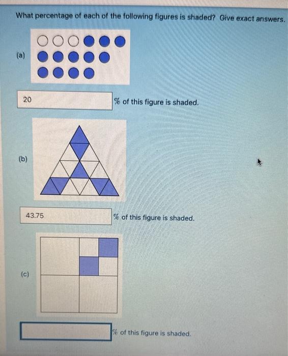 Solved What percentage of each of the following figures is | Chegg.com