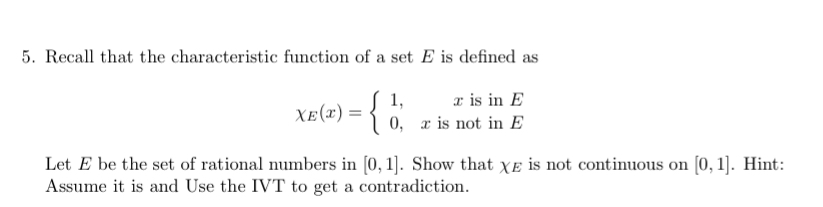 Solved Recall that the characteristic function of a set E | Chegg.com