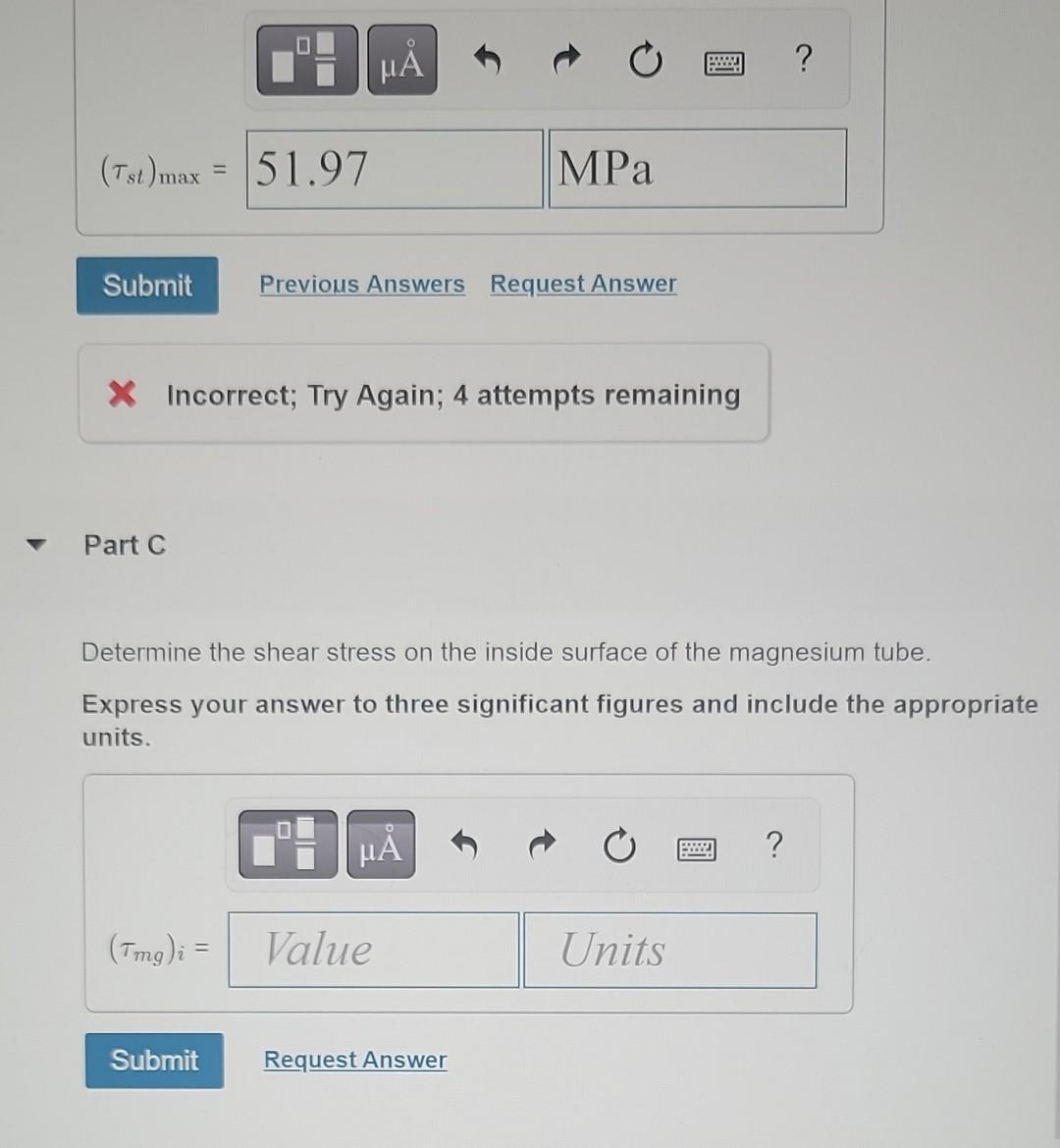 Solved The Am1004-T61 magnesium tube is bonded to the A-36 | Chegg.com