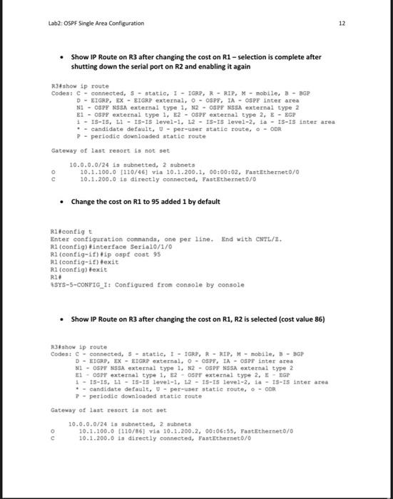 Solved Lab2: O5PF Single Area Configuration 1 - Selecting | Chegg.com