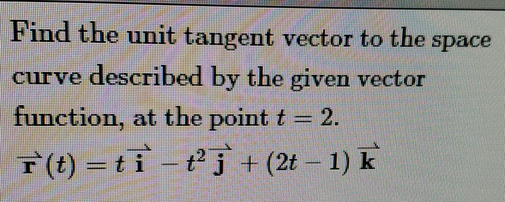 Solved Find the unit tangent vector to the space curve | Chegg.com