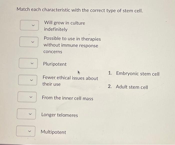 Solved Match each characteristic with the correct type of | Chegg.com