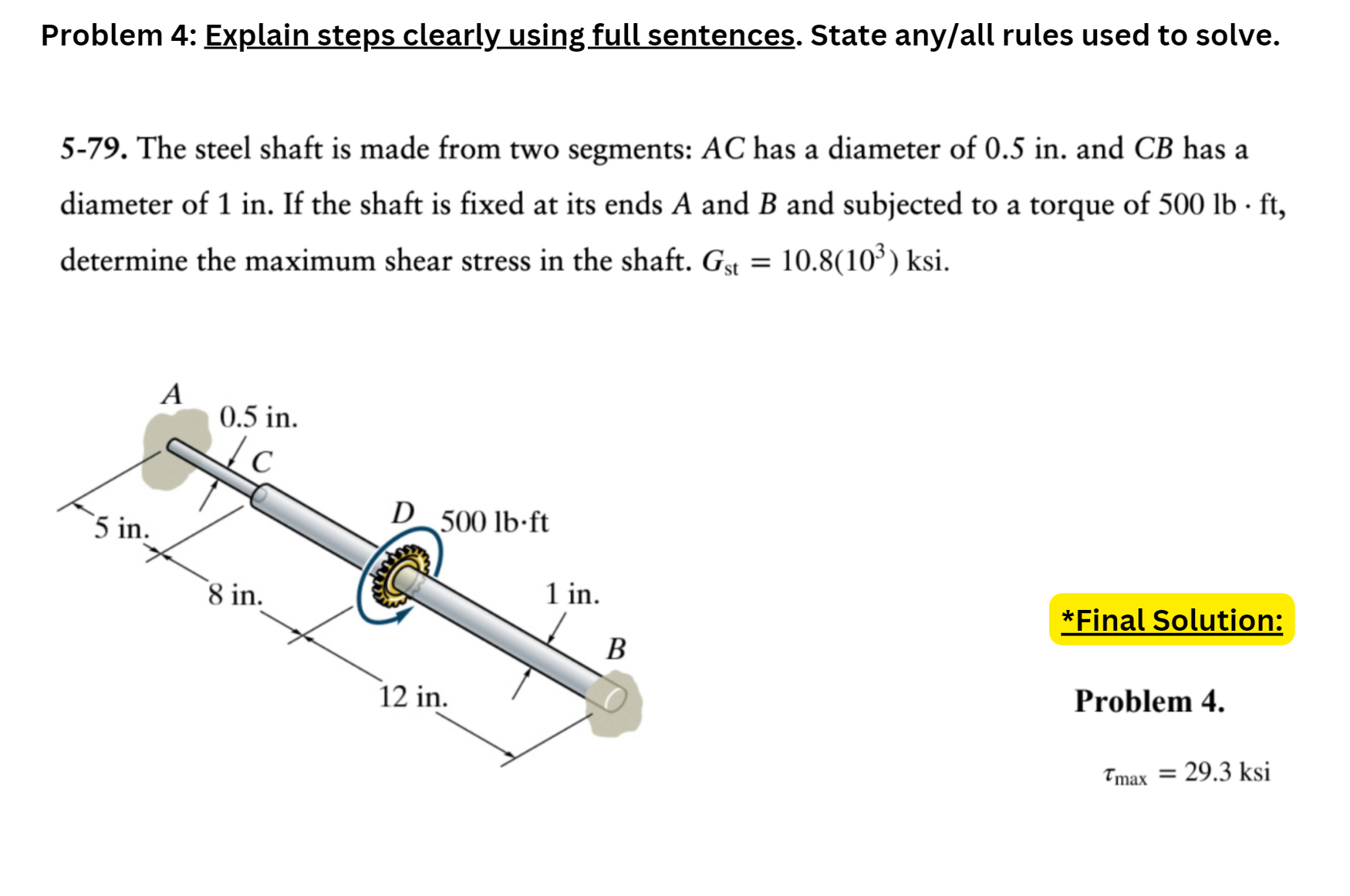 Solved Problem 4: Explain steps clearly using full | Chegg.com