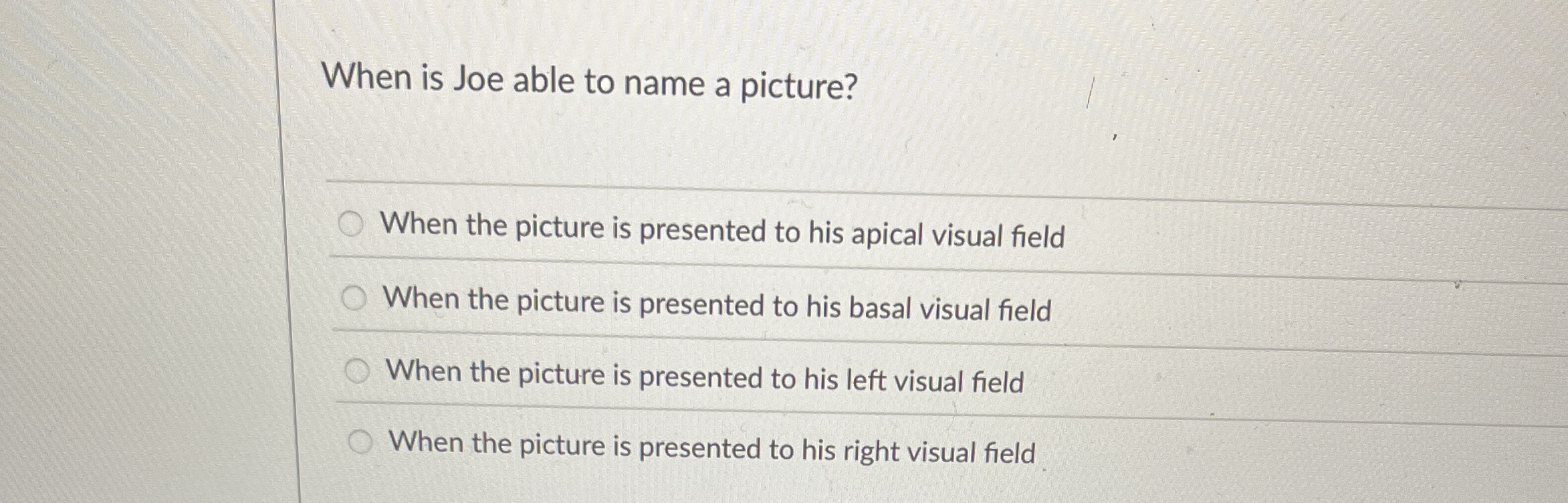 Solved When is Joe able to name a picture?When the picture | Chegg.com
