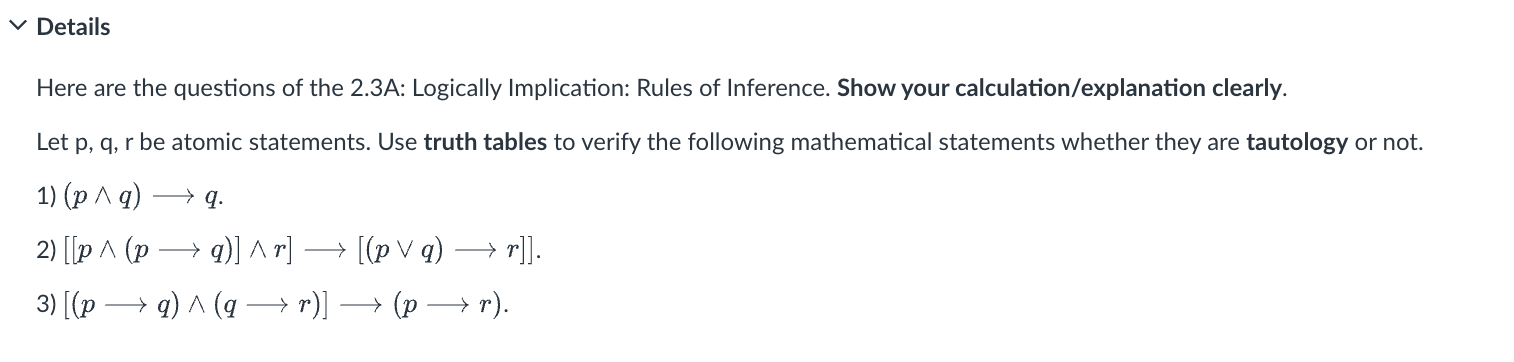 Solved DetailsHere are the questions of ﻿the 2.3A: Logically | Chegg.com