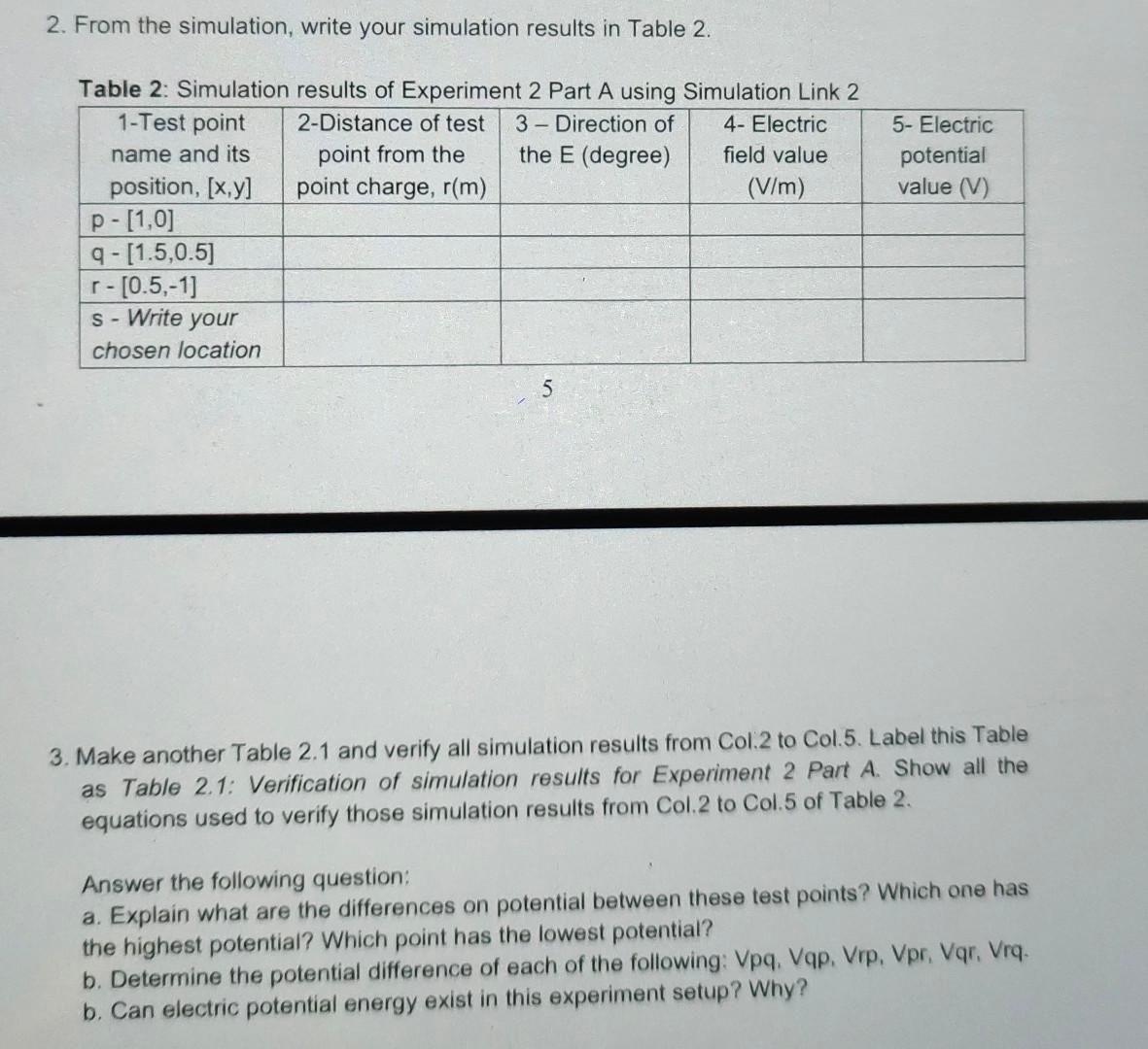 Solved Experiment 2: ELECTRICAL FIELD AND ITS POTENTIAL | Chegg.com