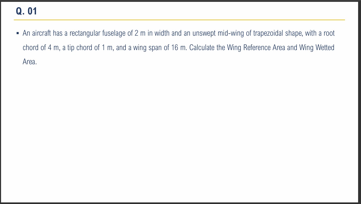 Solved Q. 01- ﻿An aircraft has a rectangular fuselage of 2 | Chegg.com