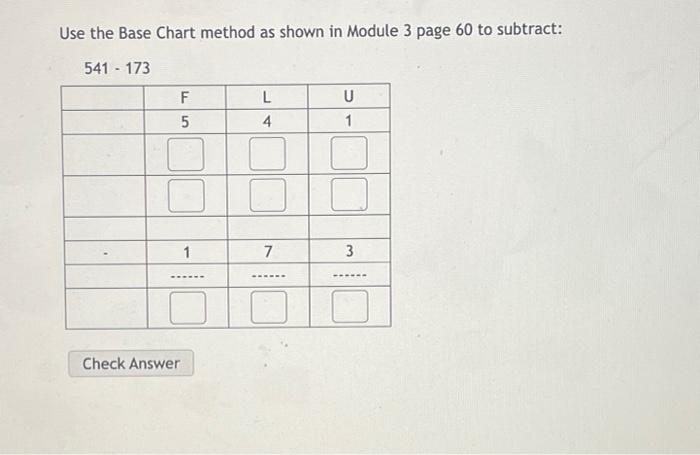Solved Use the Base Chart method as shown in Module 3 page | Chegg.com