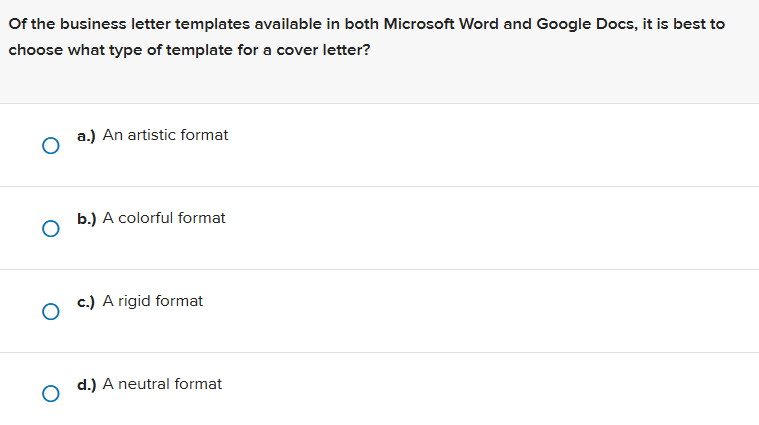 Solved Of the business letter templates available in both | Chegg.com