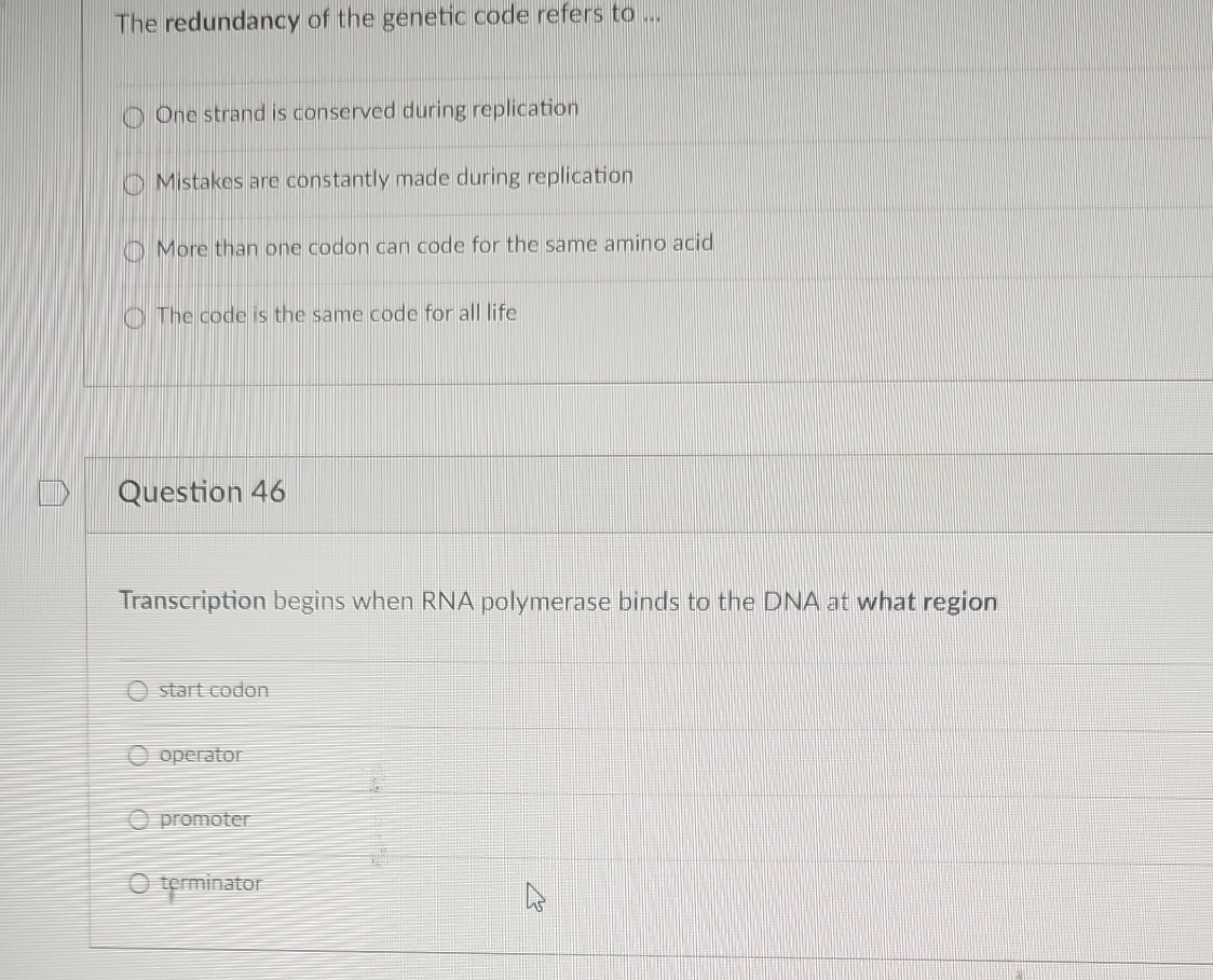 Solved The redundancy of the genetic code refers to ...One | Chegg.com