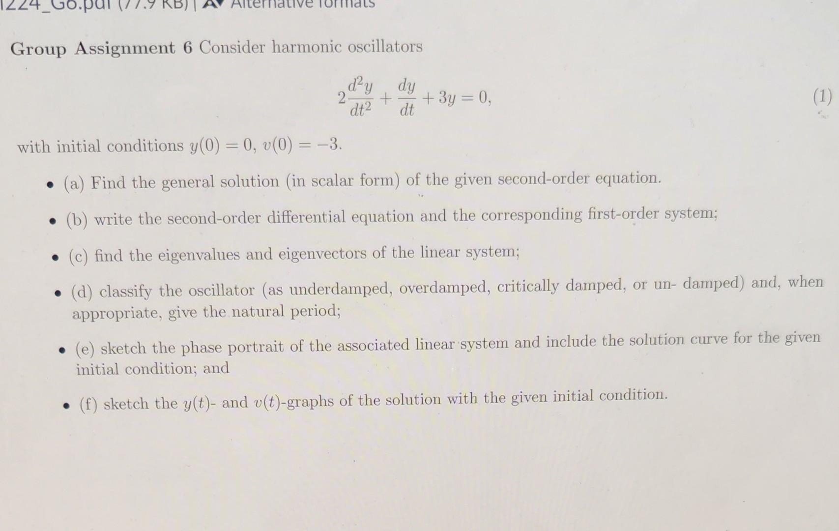 Solved Group Assignment 6 Consider harmonic oscillators | Chegg.com